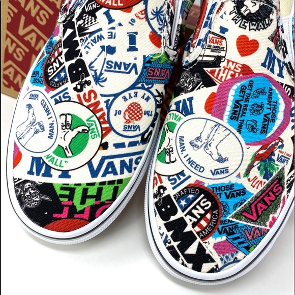 Vans | Shoes | Vans Comics Classic Slip On Stickers Mash Up Canvas Sb ...